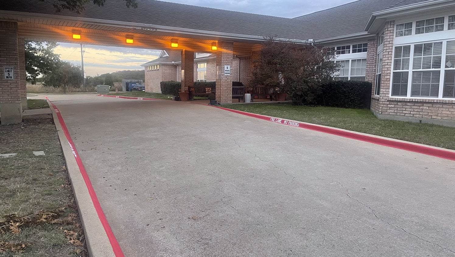 New Fire Lane Striping for Senior Citizens Community | G-FORCE Fort Worth