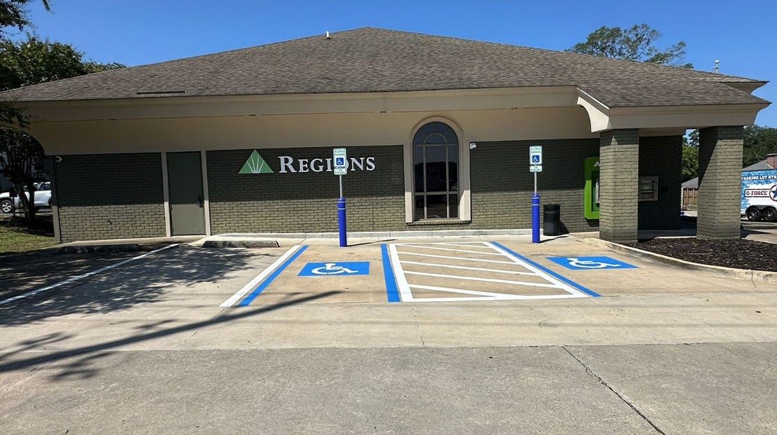 Line Striping for Regions Bank in Ruston | G-FORCE®