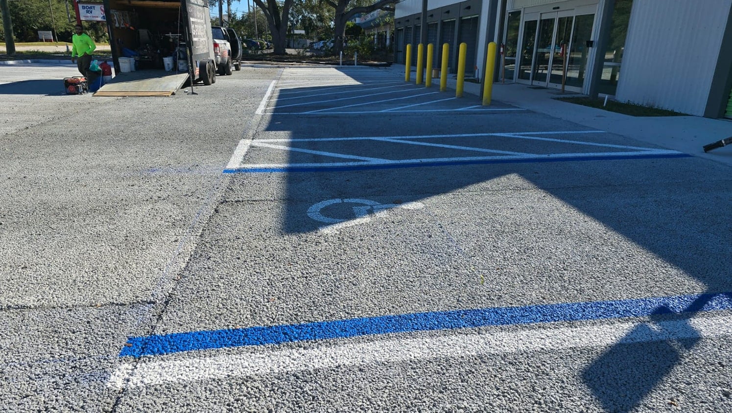 Parking Stops Installation for a Business in Clearwater | G-FORCE®