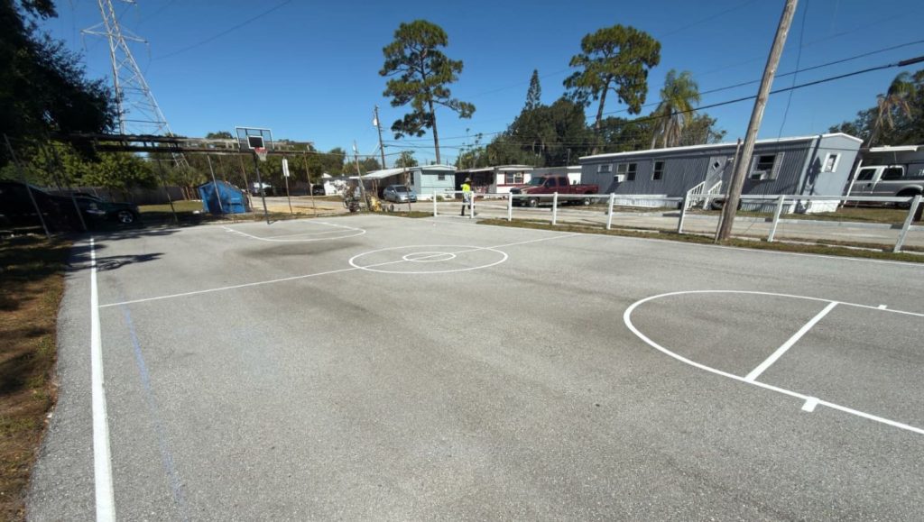 Line Striping for Community Basketball Court in Sun Terrace | G-FORCE®