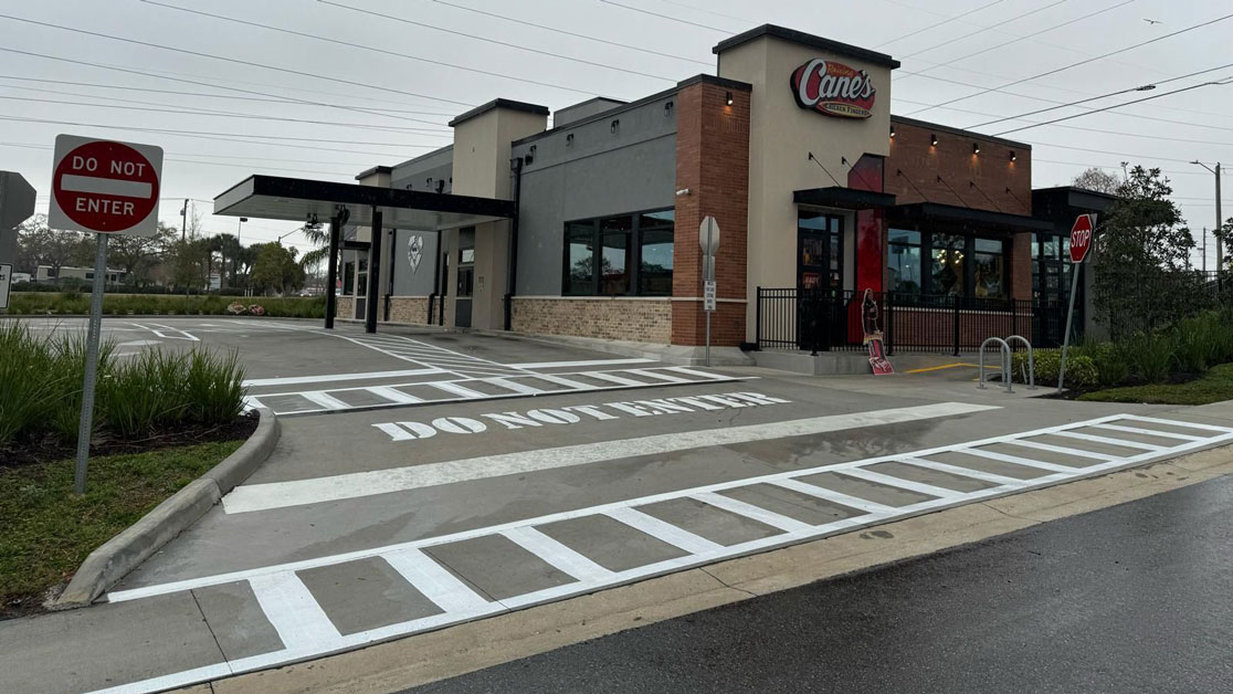 Parking Lot Striping for Raising Cane's in Clearwater, FL | G-FORCE™